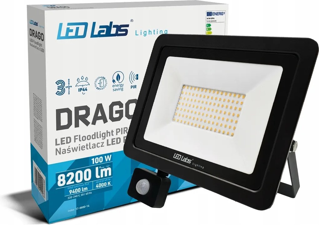 Led halogenový zářič Drago 100W Nw IP44 Slim Pir