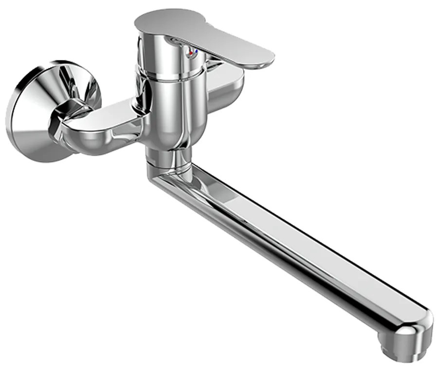 Mereo Mereo, Dřezová nástěnná baterie, Zuna, s ramínkem plochým rovným 210 mm, chrom, CB302AZ