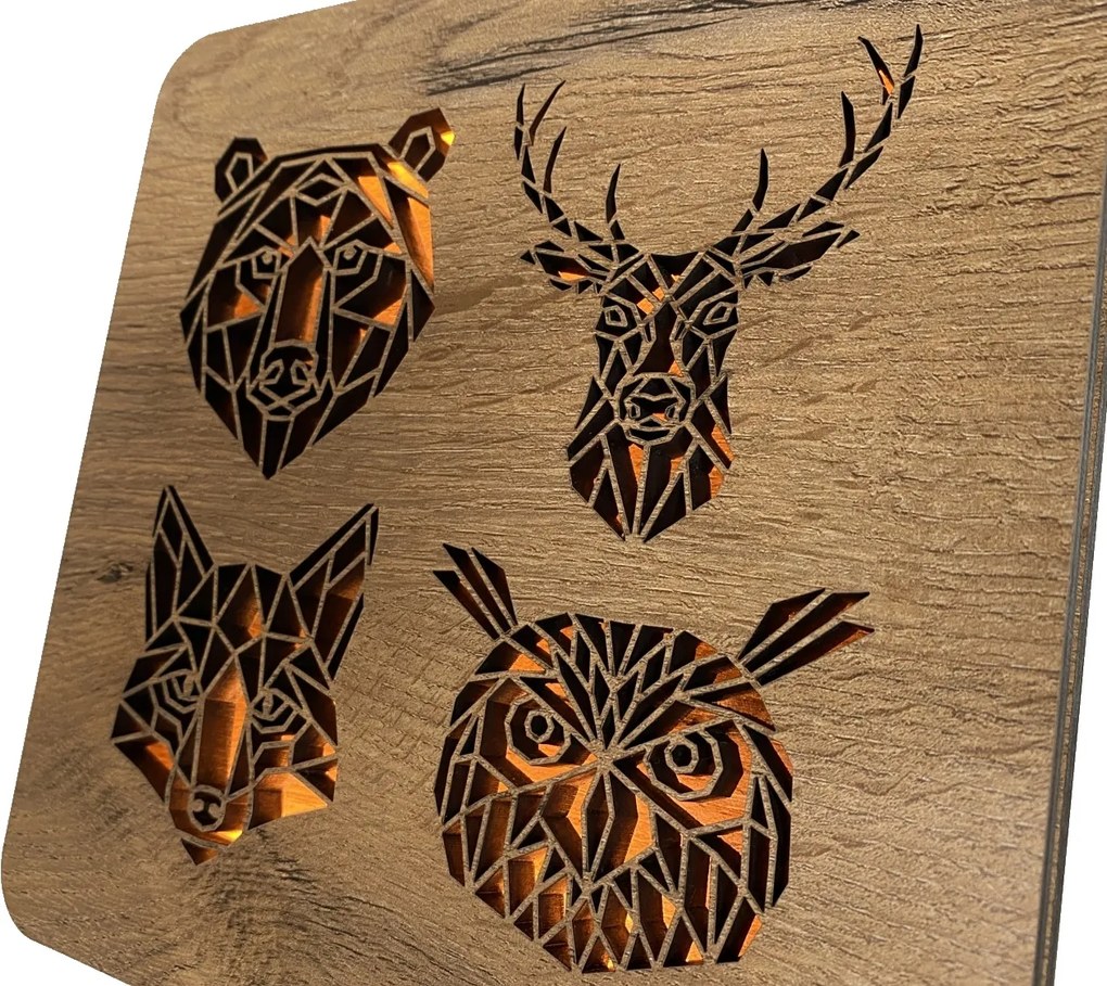 Li-Go "Lesní zvěř" lampa 19x19 cm provedení povrchu: dub