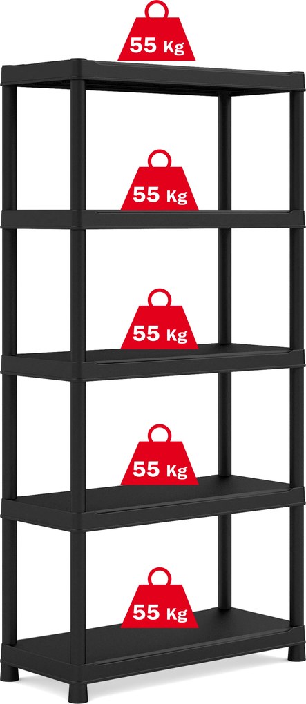 KIS-KETER Tribac 009980BK01 Regál 5 polic, šířka 90 cm