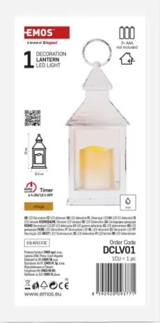 LED lucerna EMOS DCLV01 ZY2114 antik bílá 3xAAA blikající světlo s časovačem