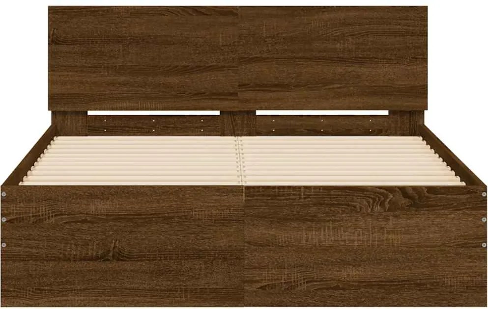 Rám postele s čelem a LED osvětlením hnědý dub 140 x 190 cm 3207629