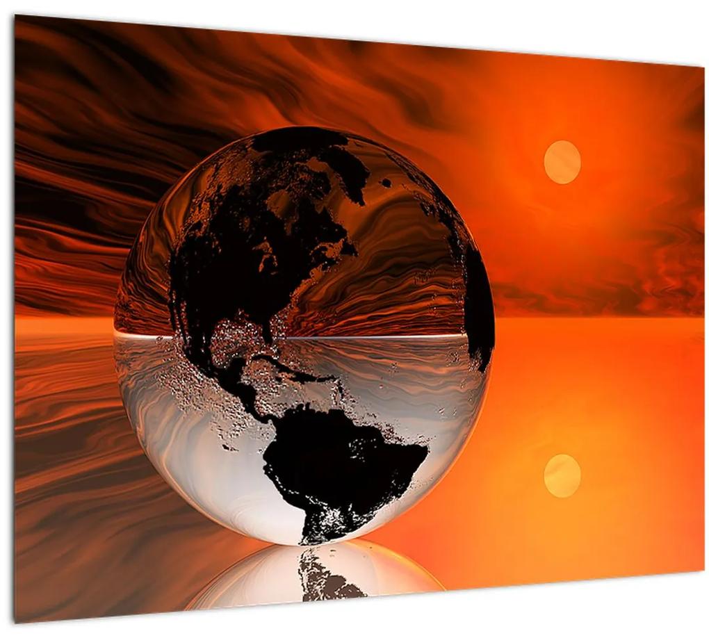 Skleněný obraz abstrakce Zeměkoule (70x50 cm)