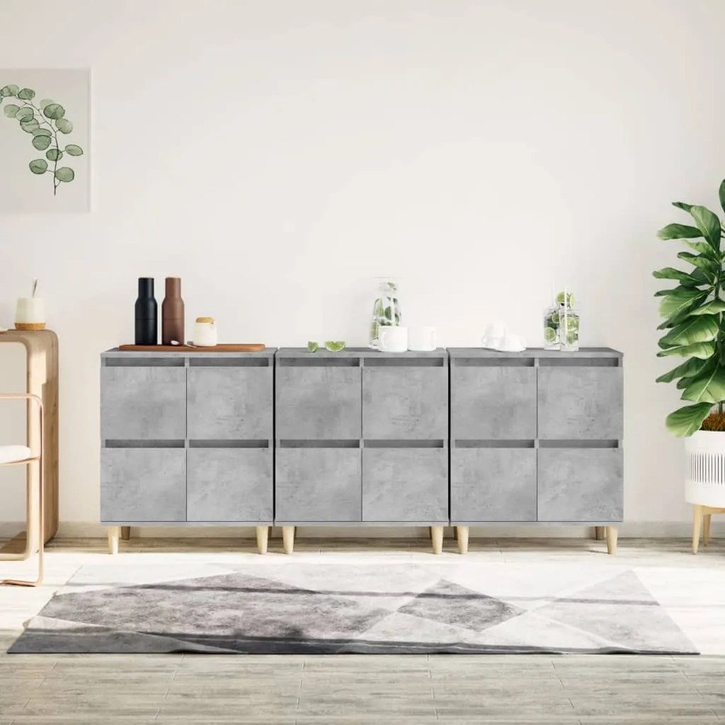 Příborníky 3 ks betonově šedé 60 x 35 x 70 cm kompozitní dřevo 3185771