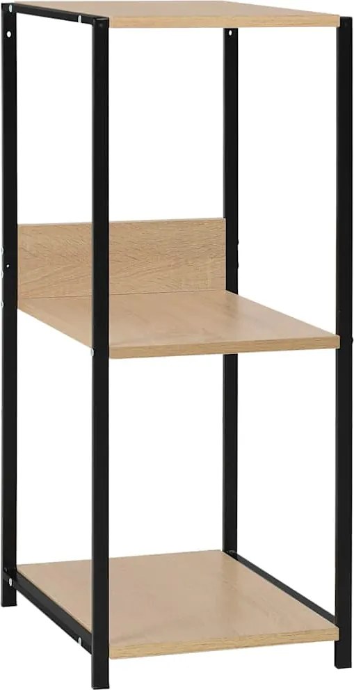Malá rovná knihovna černá a dub 33,5 x 39,6 x 79,7 cm kompozit 288233
