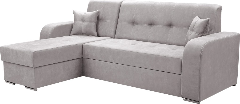 Rohová rozkládací sedací souprava do L MISOL, 240 cm, s úložným prostorem Roh pohovky: Levý roh, Barva látky: Tmavě hnědá (Yuma 38)