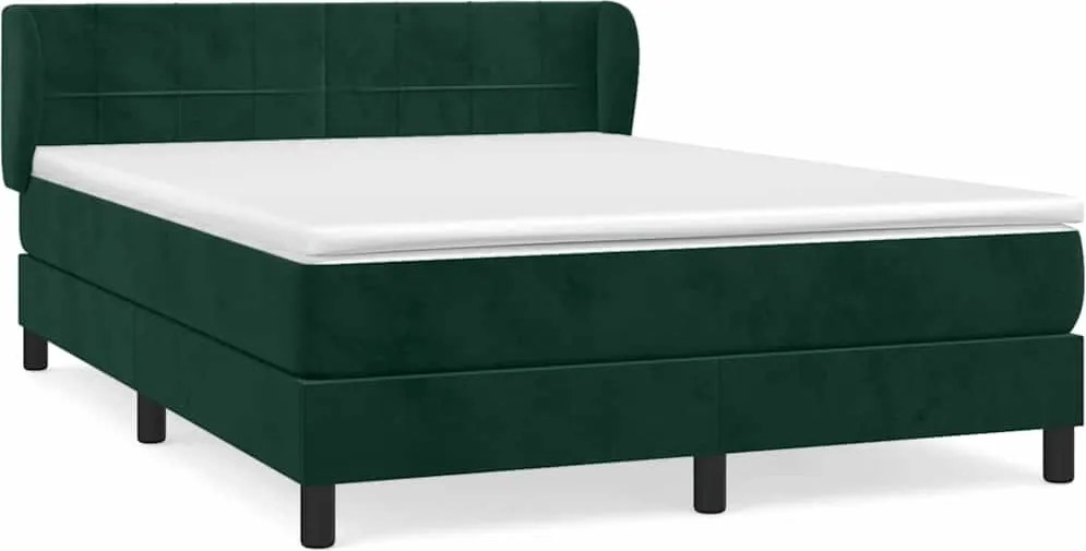 Box spring postel s matrací tmavě zelená 140x200 cm samet 3127496