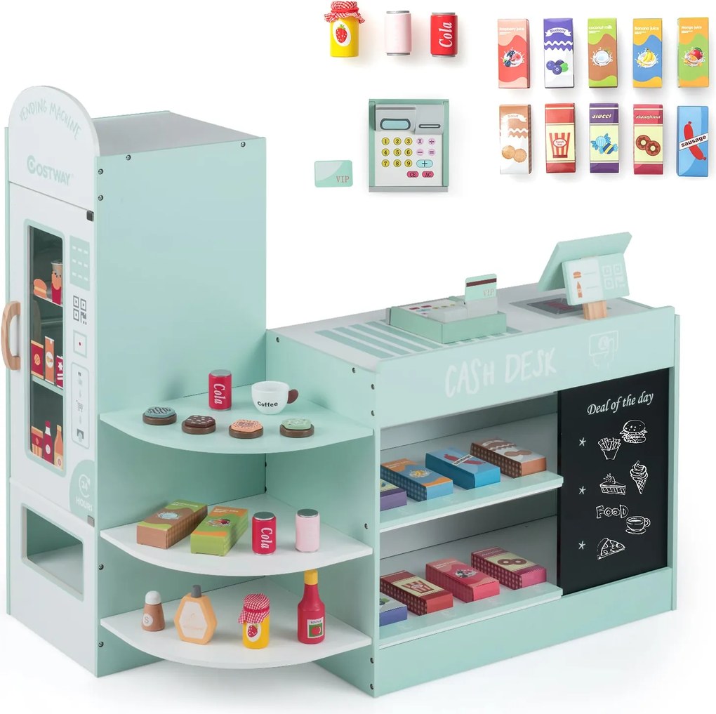 Costway Dětský supermarketový herní set s pokladnou a POS automatem a automatem