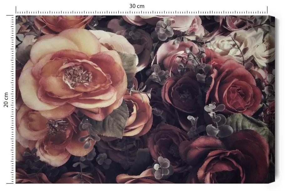 Obraz Barevné Růže A Listy Ve Stylu Vintage Nedostatek Nedostatek Přírodní plátno 40x30