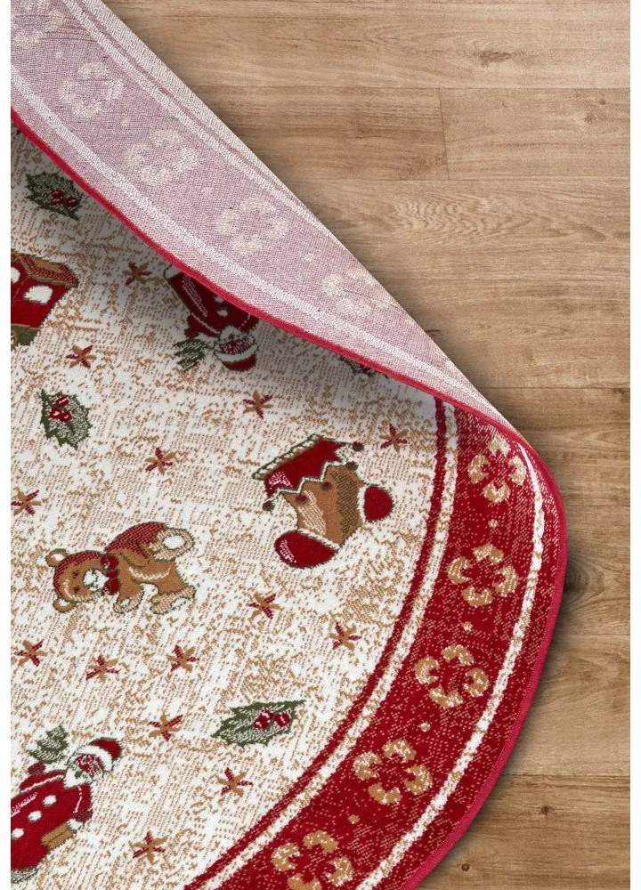 Červený kulatý koberec s vánočním motivem s příměsí bavlny ø 200 cm Toy's Delight Red Christmas – Villeroy&amp;Boch