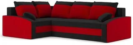 Rozkládací rohová sedací souprava GRANDE micro Levá Černá/červená