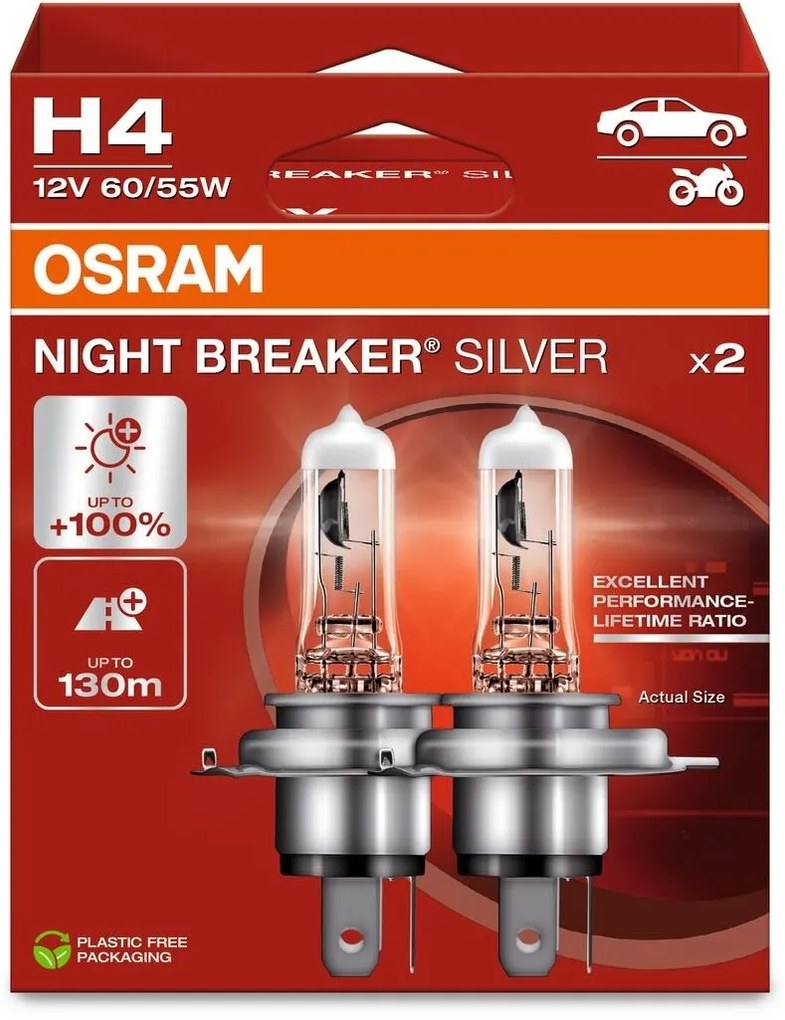 Autožárovka osram h4 night breaker silver +100%, 2ks