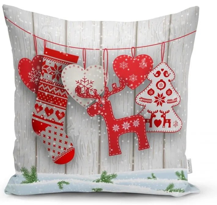 Sada 4 vánočních povlaků na polštář a běhounu na stůl Minimalist Cushion Covers Snowflakes