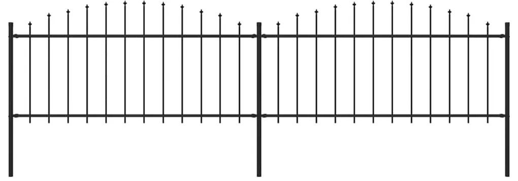 Zahradní plot s hroty ocel (0,5–0,75) x 3,4 m černý