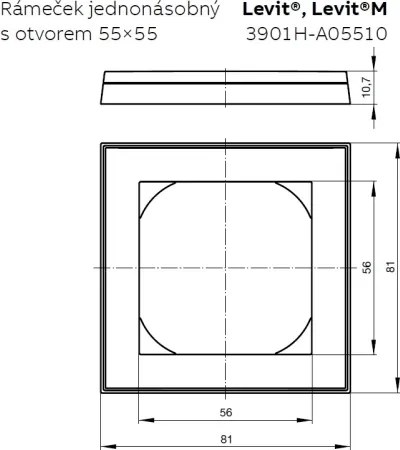 ABB Levit M rámeček 55x55 onyx/kouřová černá 3901H-A05510 63