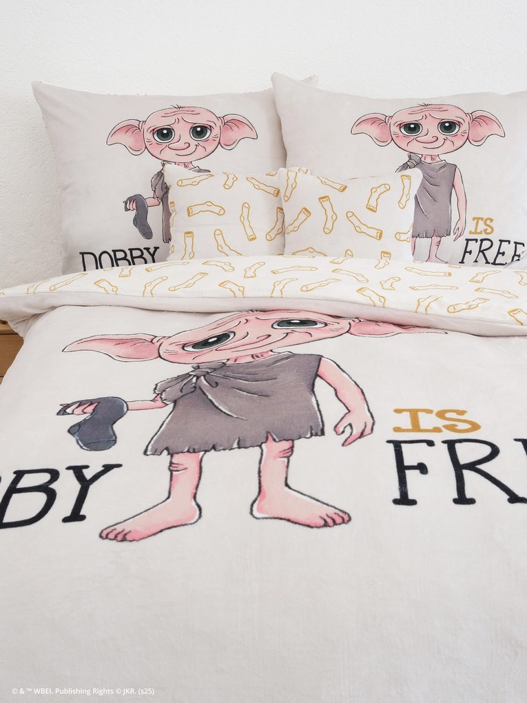 MK Lůžkoviny Prodloužené mikroplyšové povlečení Harry Potter - Dobby 140 × 220 cm, 70 x 90 cm
