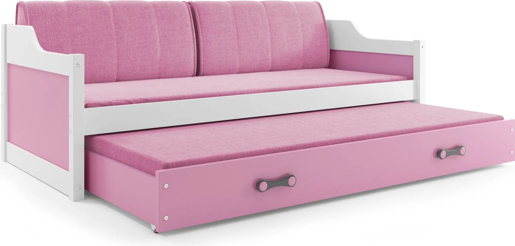 SMB Dětská výsuvná postel DAVE, 90x200 cm Barva: Zelená, Dekor: Bílá