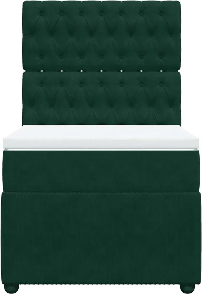 Box spring postel s matrací tmavě zelená 90x200 cm samet 3294547