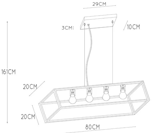 Lucide 00425/04/30 - Lustr na lanku FABIAN 4xE27/40W/230V
