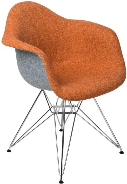 Designová židle DAR čalouněná, oranžová/šedá