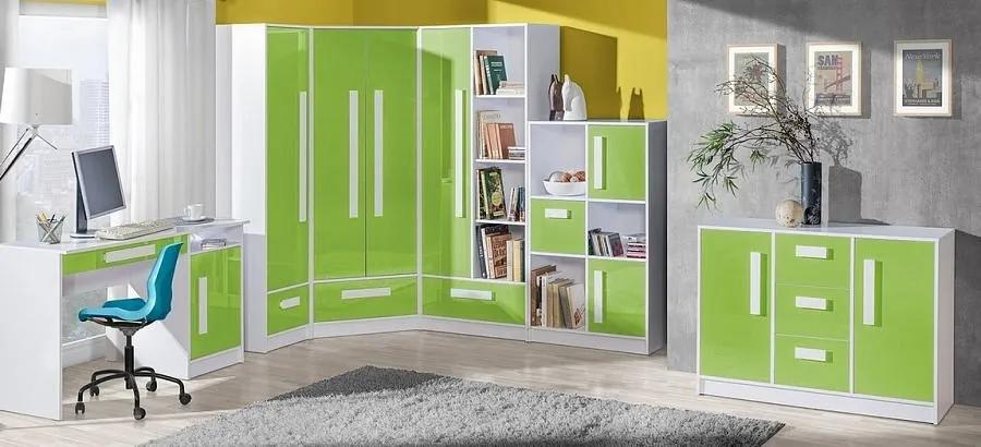Casarredo - Komfort nábytek Dětská skříňka GULLIWER 5 výběr barev | barva: dom-tyrkys-lesk,Vyberte si barvu úchytu:: dom-uch-zelená