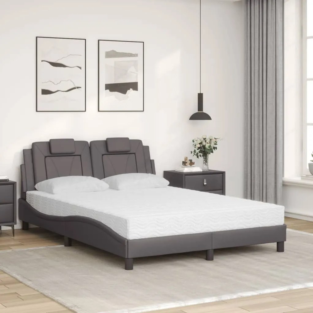 Postel Viana s matrací šedá 120 x 200 cm umělá kůže 3208785