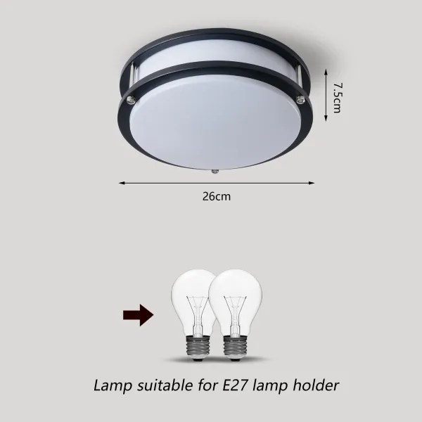 BRILAGI - Stropní svítidlo ELARO 2xE27/40W/230V pr. 26 cm černá