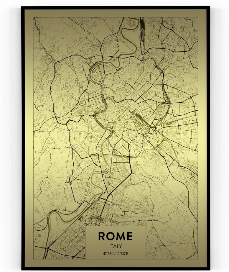 Plakát / Obraz Mapa Rome Pololesklý saténový papír 210 g/m² A4 - 21 x 29,7 cm