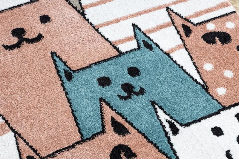 Dywany Łuszczów, Dětský kusový koberec Fun Gatti Cats pink, 140x190, vícebarevná, dětský pokoj