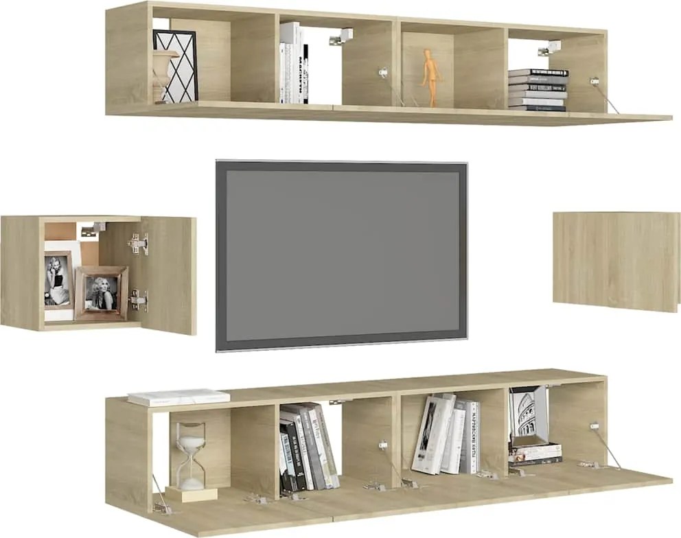 6dílný set TV skříněk dub sonoma kompozitní dřevo 3078998