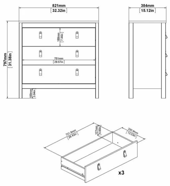 FALCO Komoda Cadiz 62 bílá