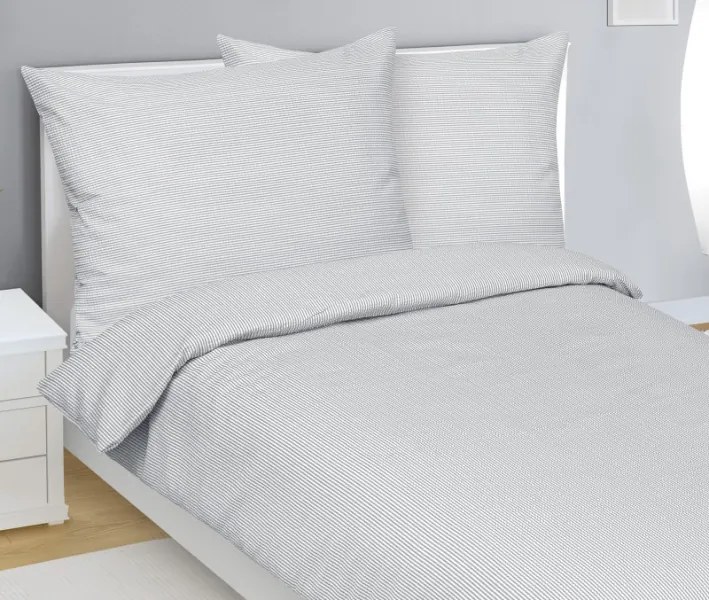 Bellatex Povlečení krepové Proužek Šedá,Bílá rozměr 140x220, 70x90 cm