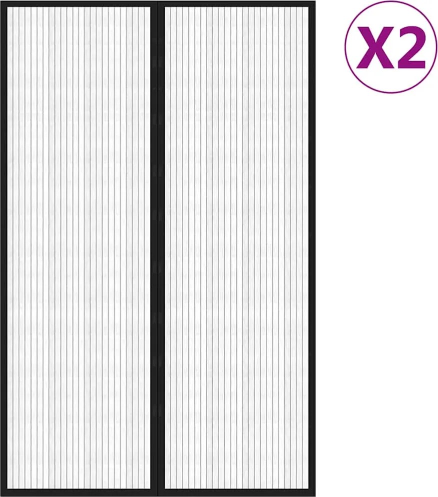 Závěsy do dveří proti hmyzu 2 ks s magnety černé 220 x 130 cm 314689