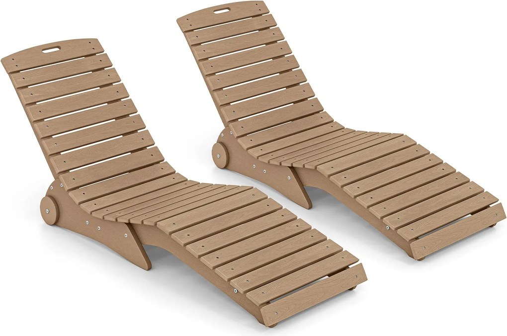 Costway Sada 2 lehátek z HDPE, ergonomické zahradní lehátko ve tvaru S, plážové