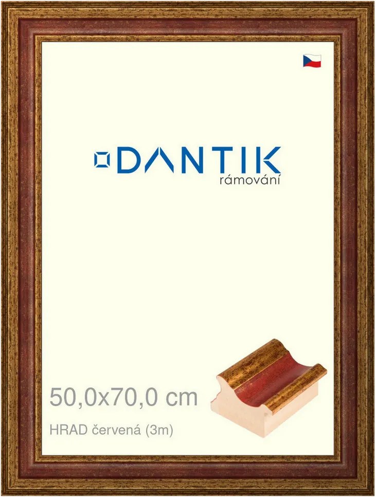 DANTIK rámeček 50x70 | HRAD červená (Plexi Čiré)