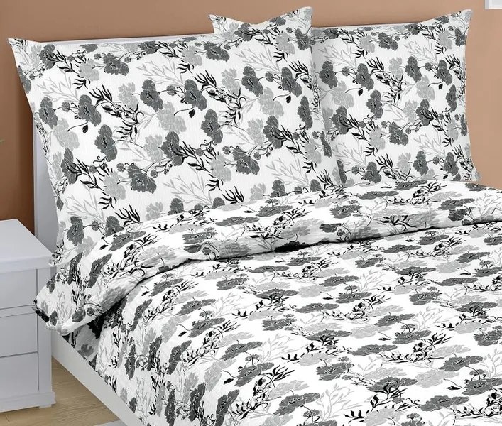 Bellatex Povlečení krepové Květ šedá 140x200, 70x90 cm rozměr 140x200, 70x90 cm