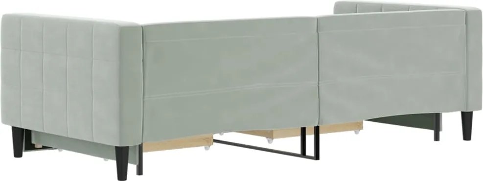 Válenda s přistýlkou a zásuvkami světle šedá 90 x 200 cm samet 3196739