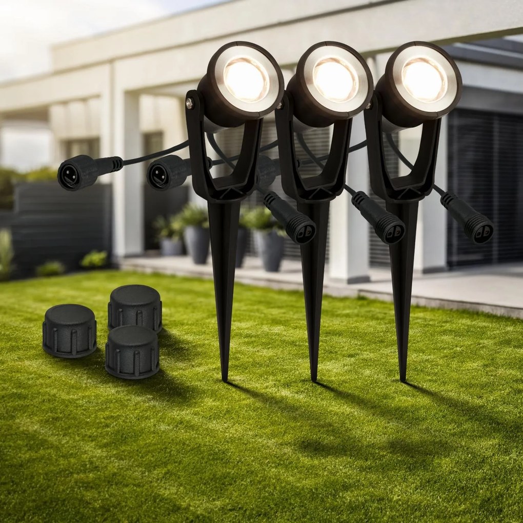 BRI 3919035 CONNECT TO SHINE prodlužovací sada Lilis sada 3ks LED zahradních bodových svítidel, IP65 - BRILONER