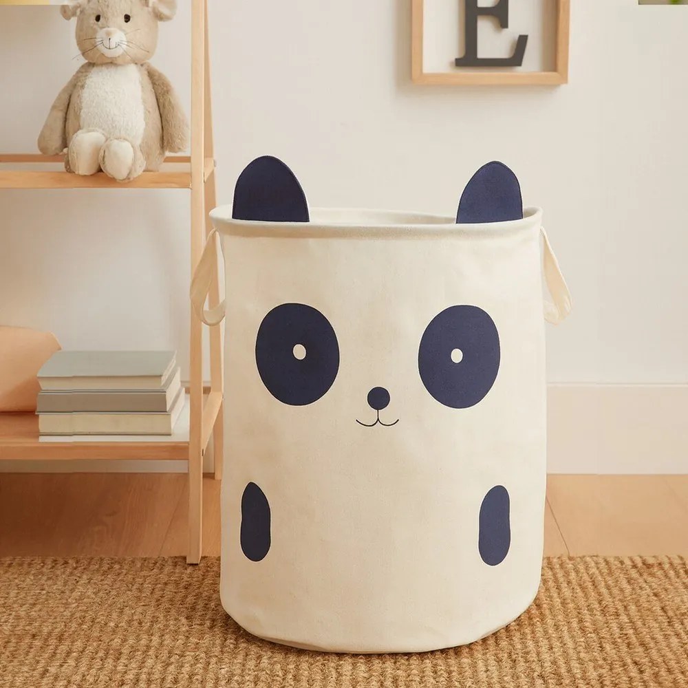 Bílý látkový dětský koš na hračky ø 38x48 cm Mimo Panda Face – Premier Housewares