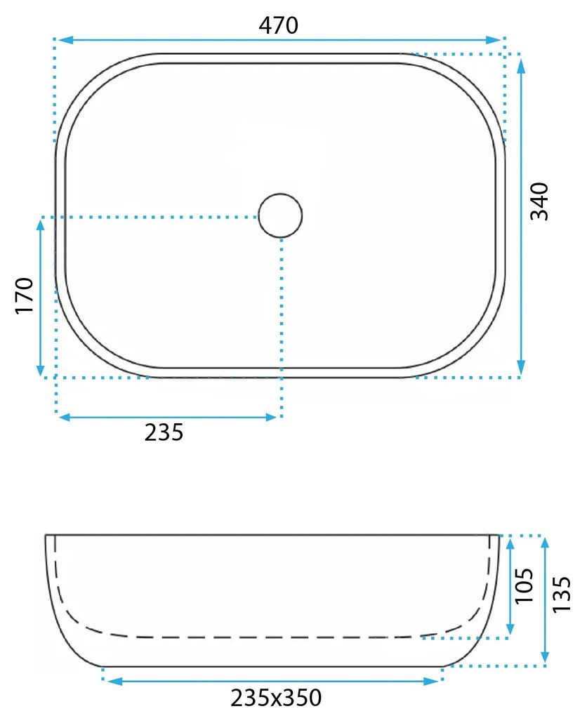 Rea Belinda Savana, umyvadlo na desku 460x330x135 mm, imitace kamene, REA-U3323