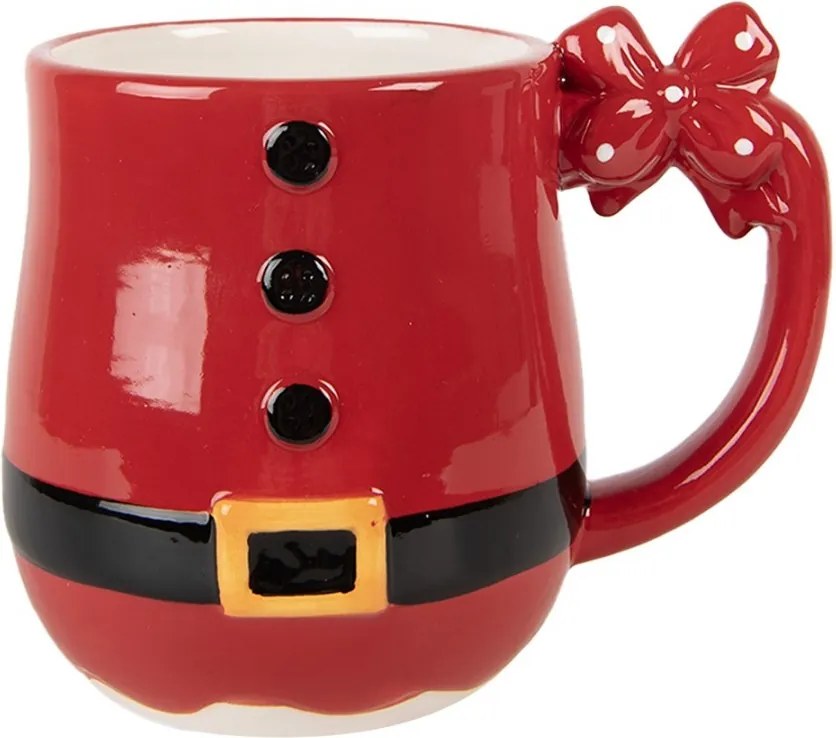 Červený keramický hrnek Santa Claus - 13*9*11 cm / 400 ml