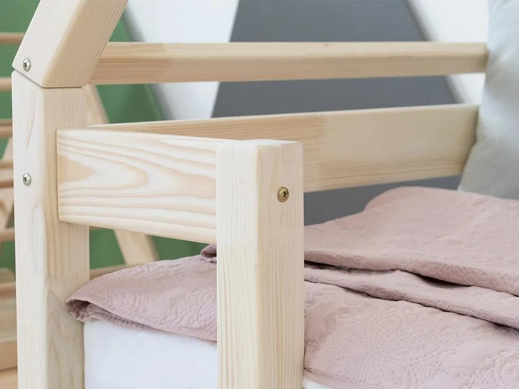 Benlemi Dětská domečková postel TAHUKA ve tvaru týpí s bezpečnostní zábranou Zvolte barvu: Béžová, Zvolte rozměr: 120x190 cm