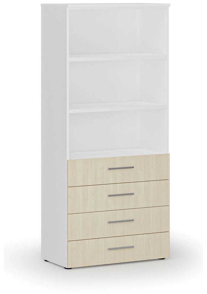 Kancelářská skříň se zásuvkami PRIMO WHITE, 1781 x 800 x 420 mm, bílá/grafit