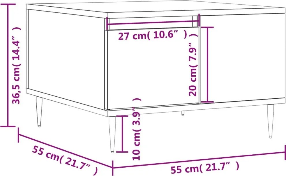 vidaXL Konferenční stolek 55x55x36,5 cm kompozitní dřevo [830750] Barva: bílá s vysokým leskem