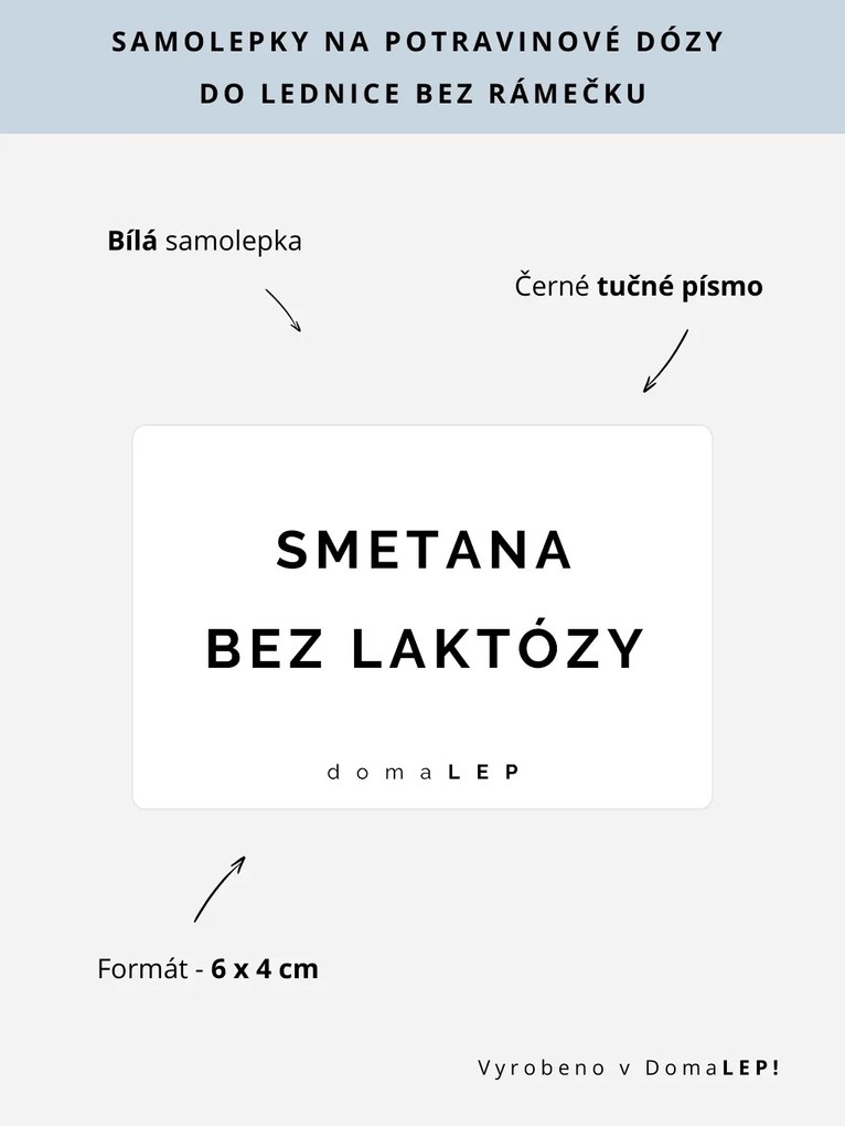 SMETANA - Samolepka na dózy do lednice, 6 x 4 cm