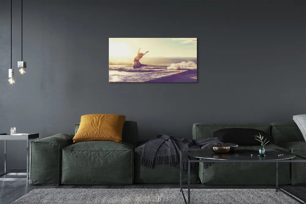 Obrazy na plátně Ženské jezero mraky 125x50 cm