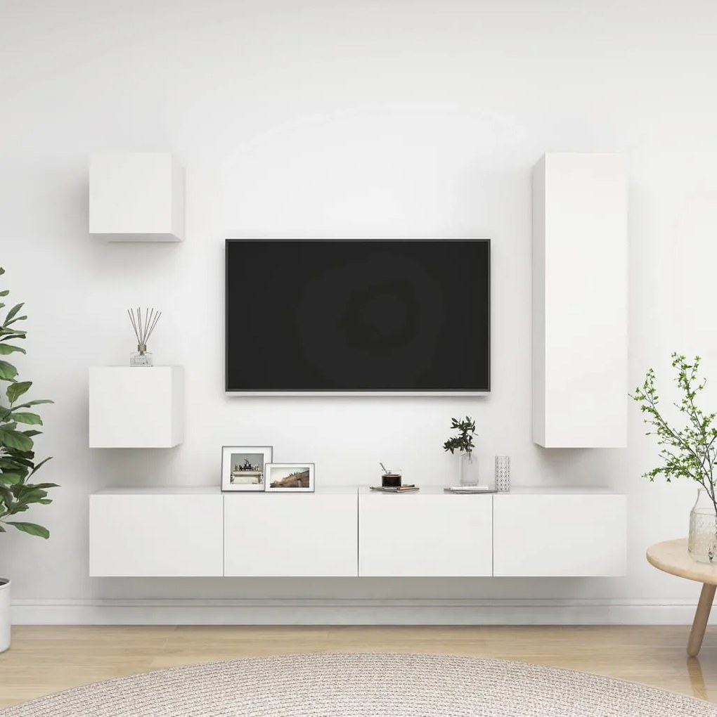 5dílný set TV skříněk bílý kompozitní dřevo 3078697