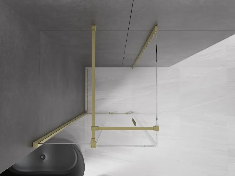 Mexen Velar, sprchový kout s posuvnými dveřmi 110(dveře) x 110(stěna) cm, 8mm čiré sklo, zlatá matná, 871-110-110-01-55
