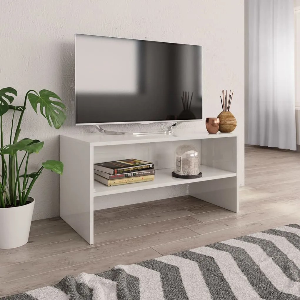 800060 vidaXL TV stolek bílý s vysokým leskem 80 x 40 x 40 cm dřevotříska