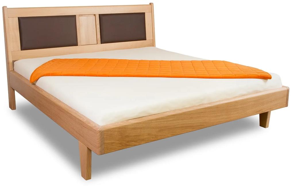 Krajča Dřevěná manželská postel Frontera 180 x 200 cm (dub) Povrchová úprava: Havana, Druh dřeva: Dub, Barva čalounění: Černá